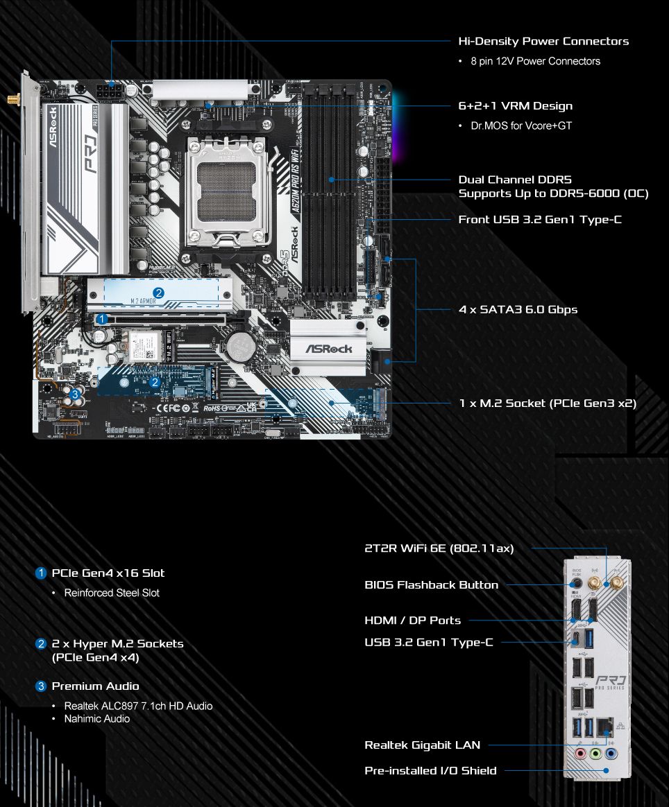 ASRock > A620M Pro RS WiFi