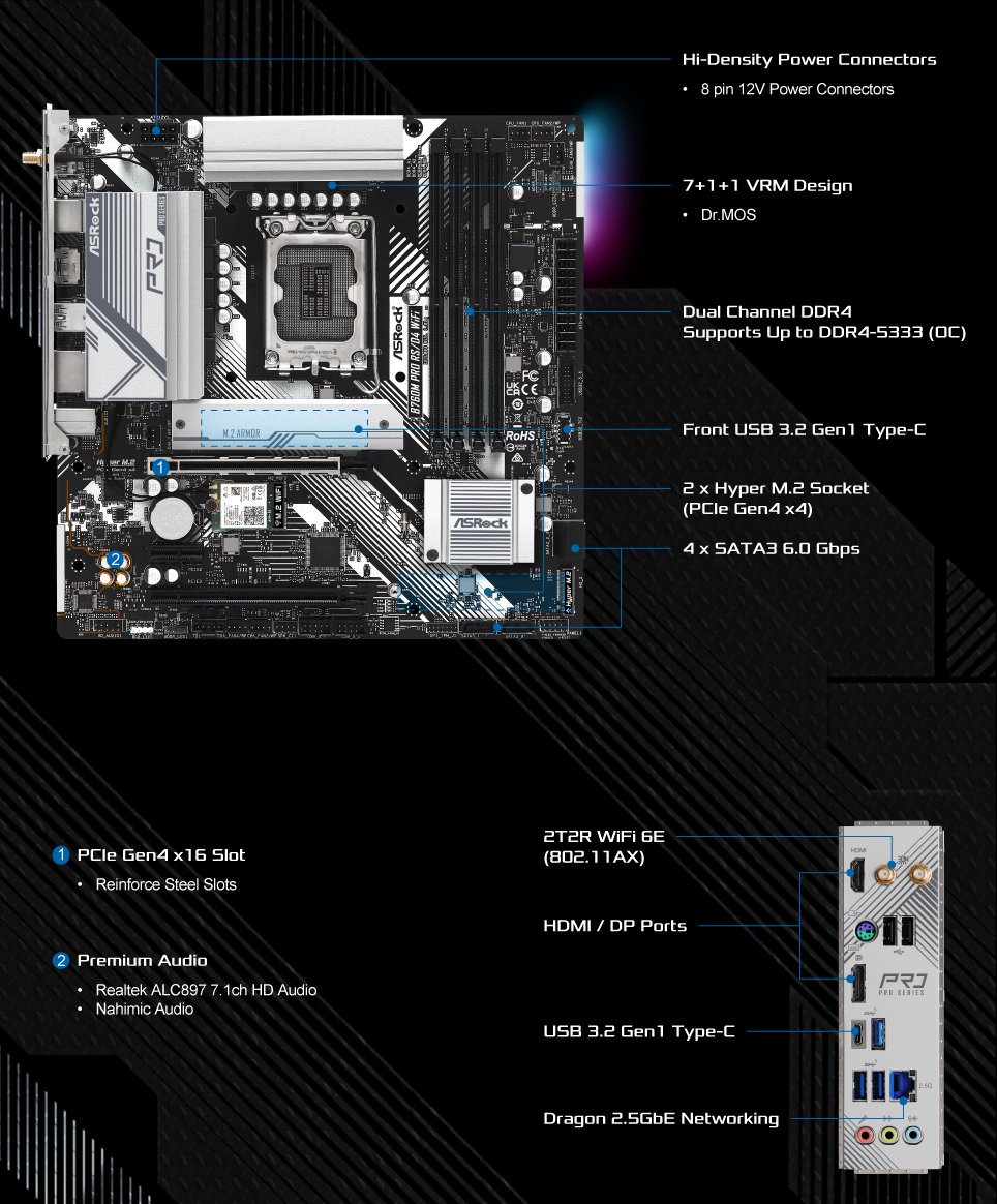 ASRock > B760M Pro RS/D4 WiFi