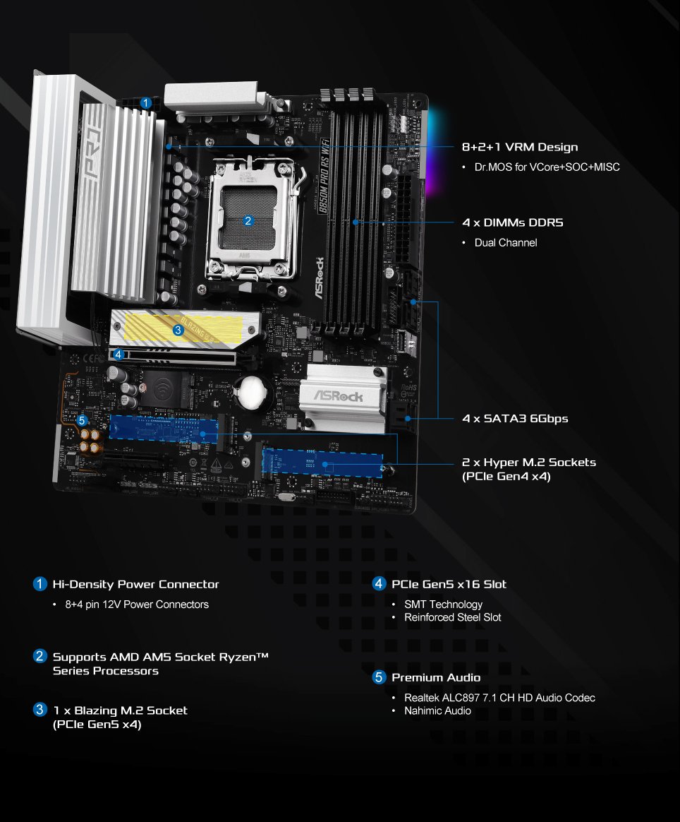ASRock > B850M Pro RS WiFi