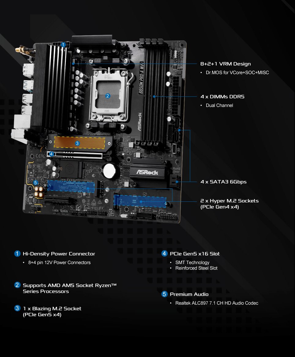 ASRock > B850M Pro-A WiFi