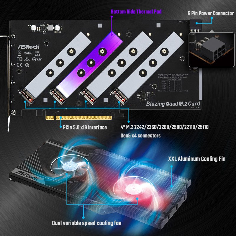 ASRock > Blazing Quad M.2 Card