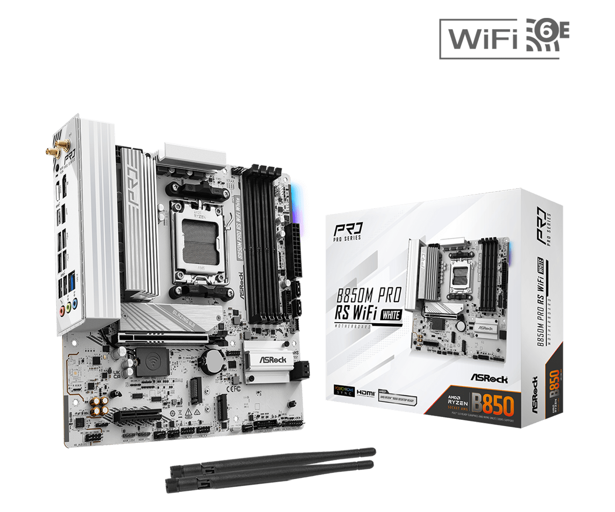 ASRock > B850M Pro RS WiFi White