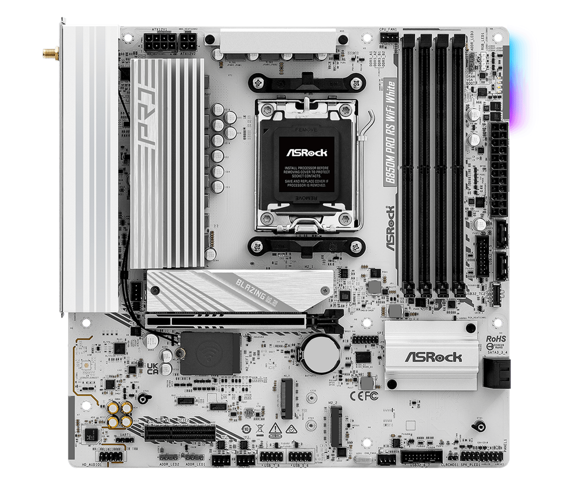 ASRock > B850M Pro RS WiFi White